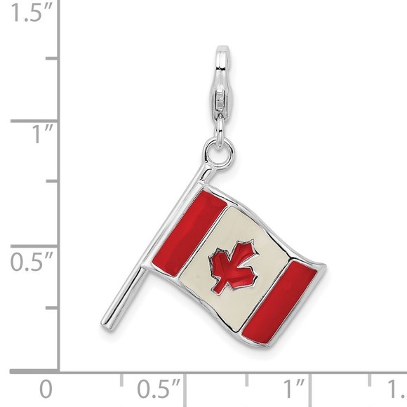 LaneMax | Jewelry | Ss Rh 3d Enameled Canadian Flag Wlobster Clasp ...
